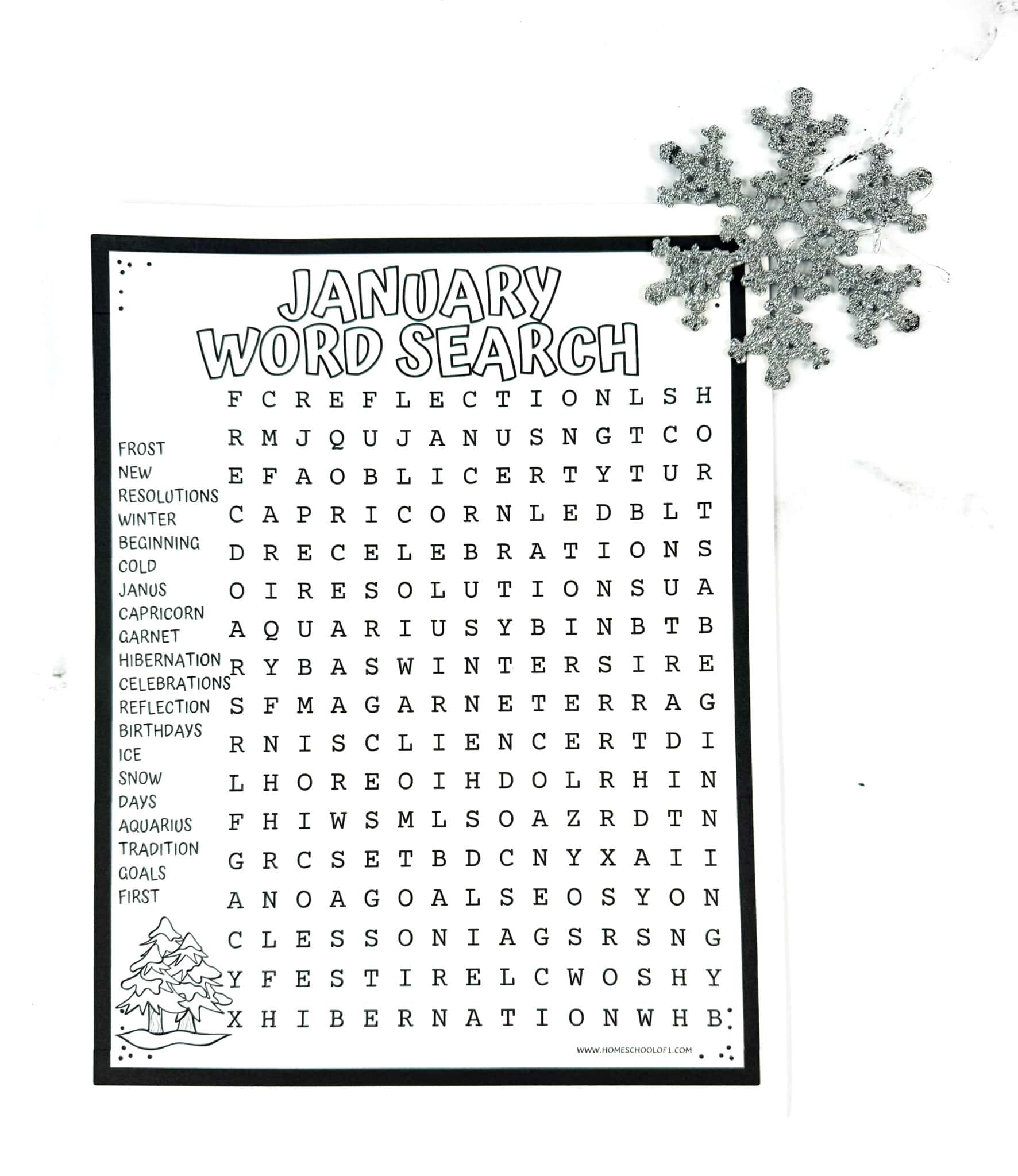Free January Word Search Printable