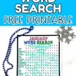 Free January Word Search Printable