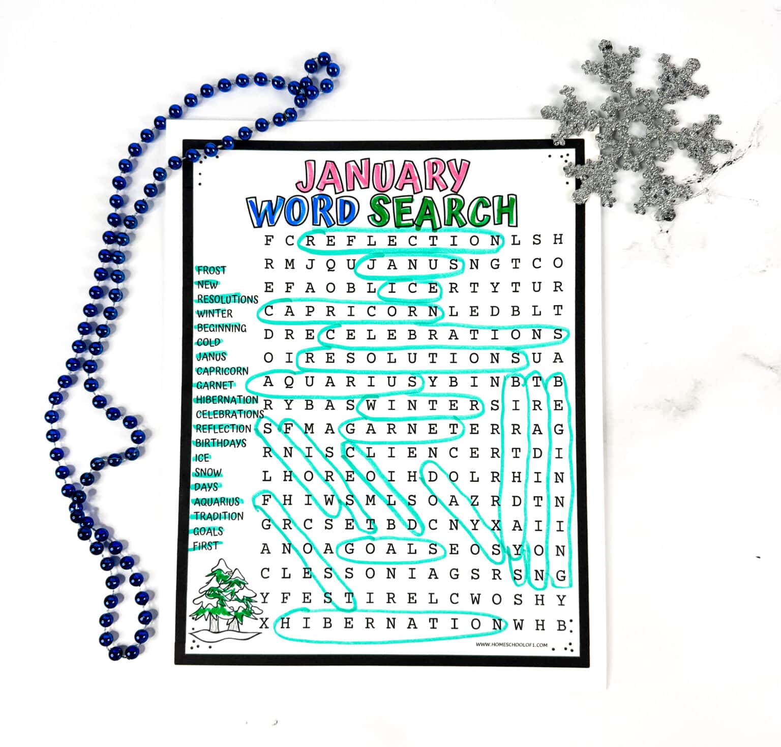 Free January Word Search Printable