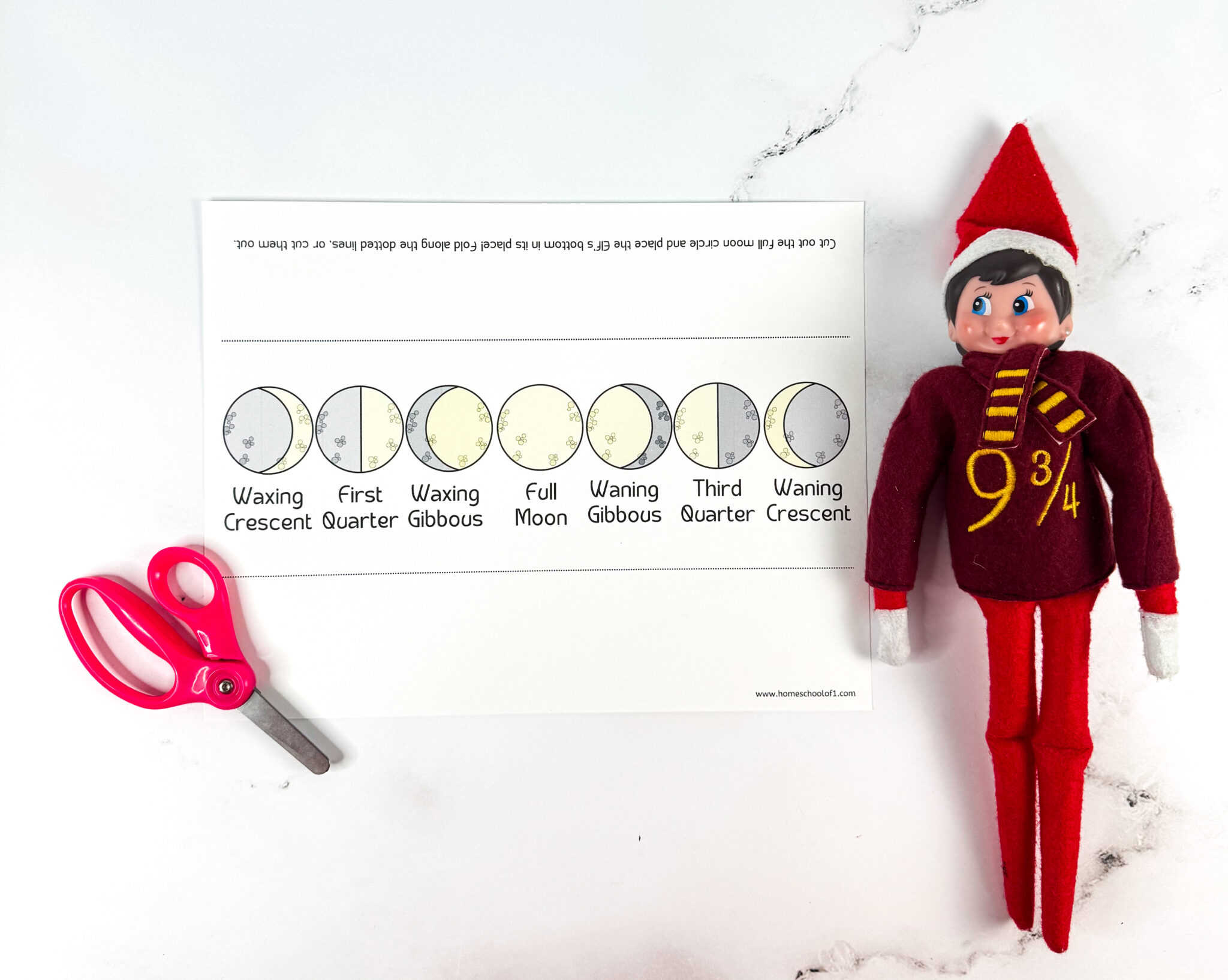 Free Phases of the Moon Elf on the Shelf Printable