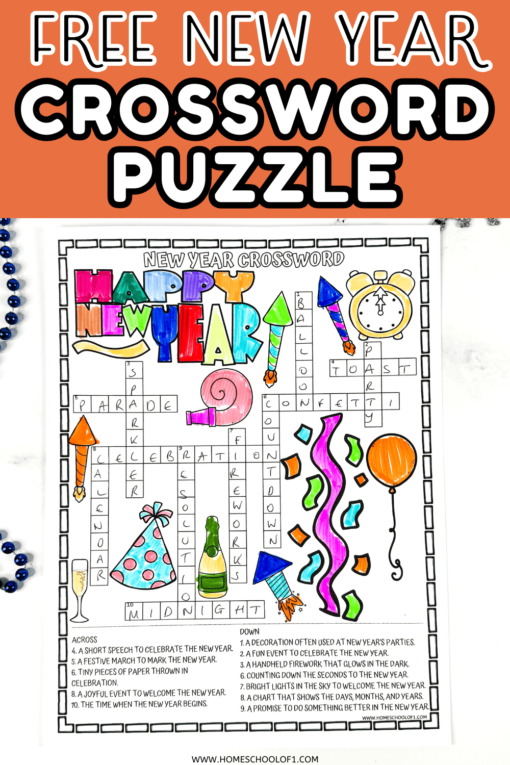 Free New Year Crossword Puzzle Printable