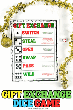 Free Gift Exchange Dice Game Printable