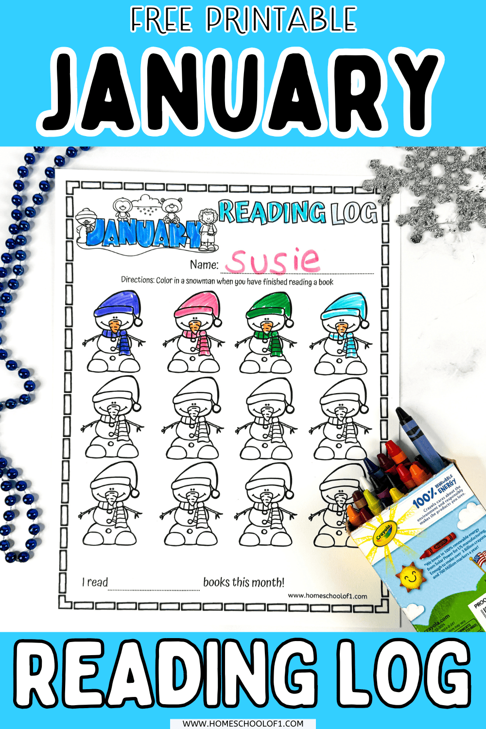 Free January Reading Log Printable