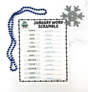 Free January Word Scramble Printable