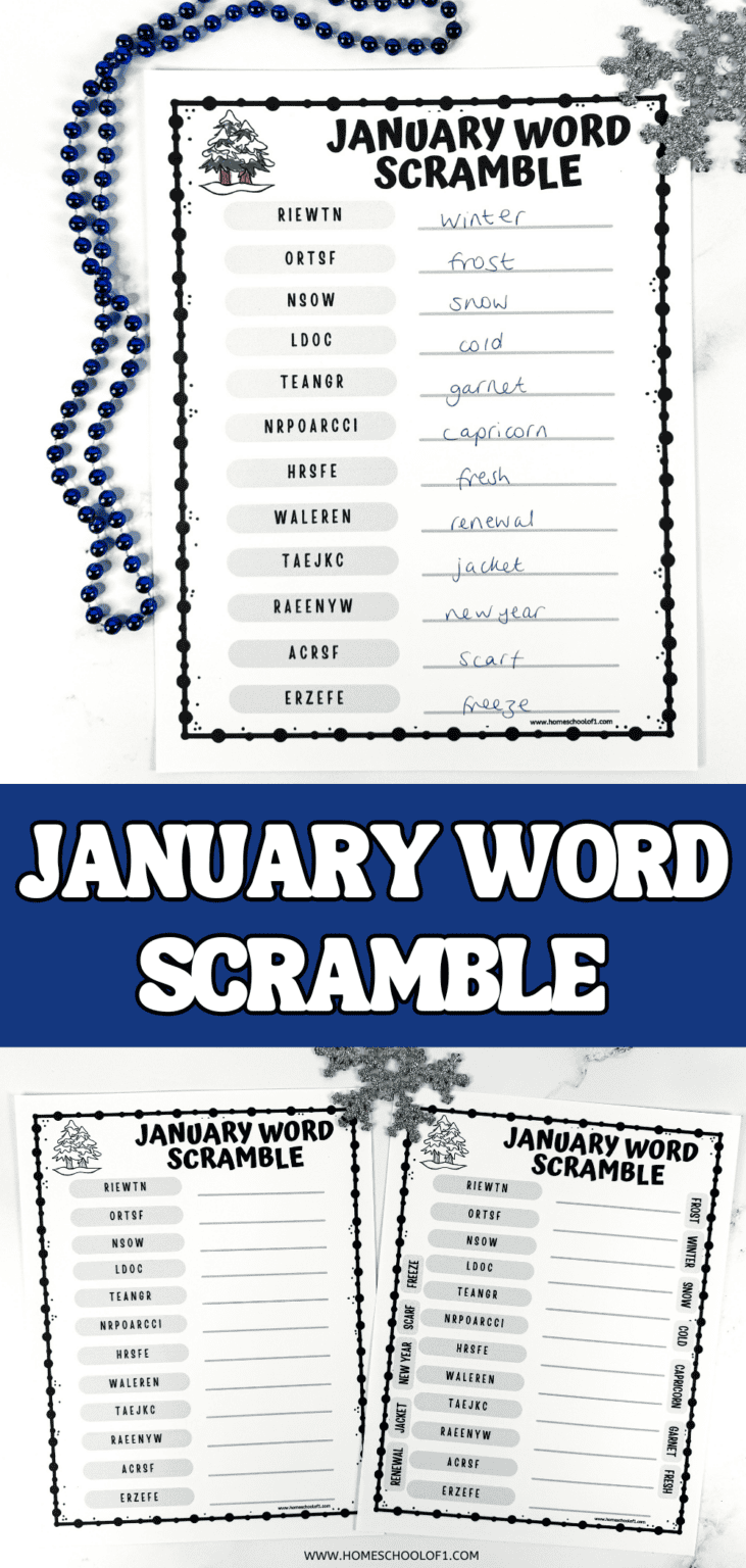 Free January Word Scramble Printable