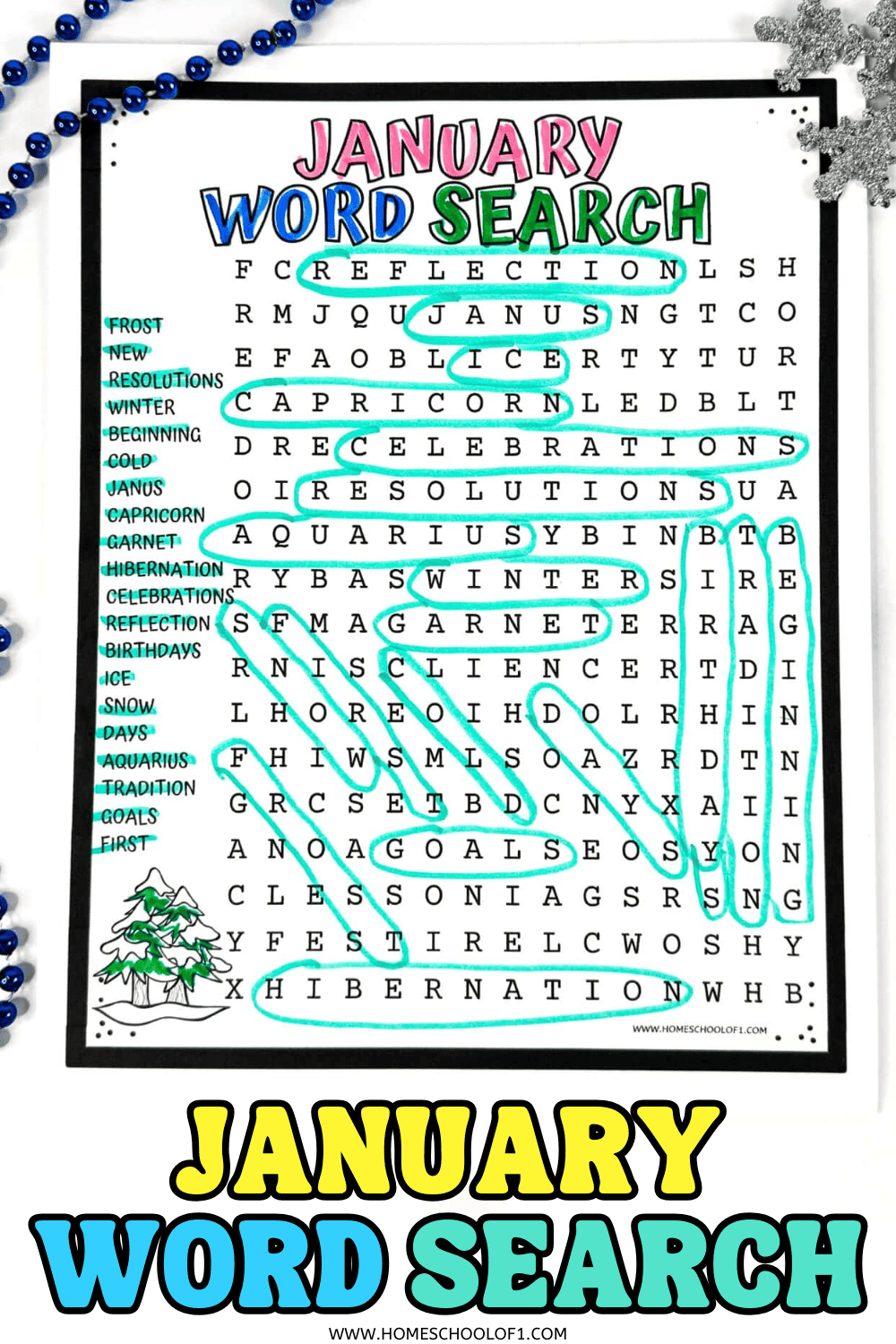 Free January Word Search Printable