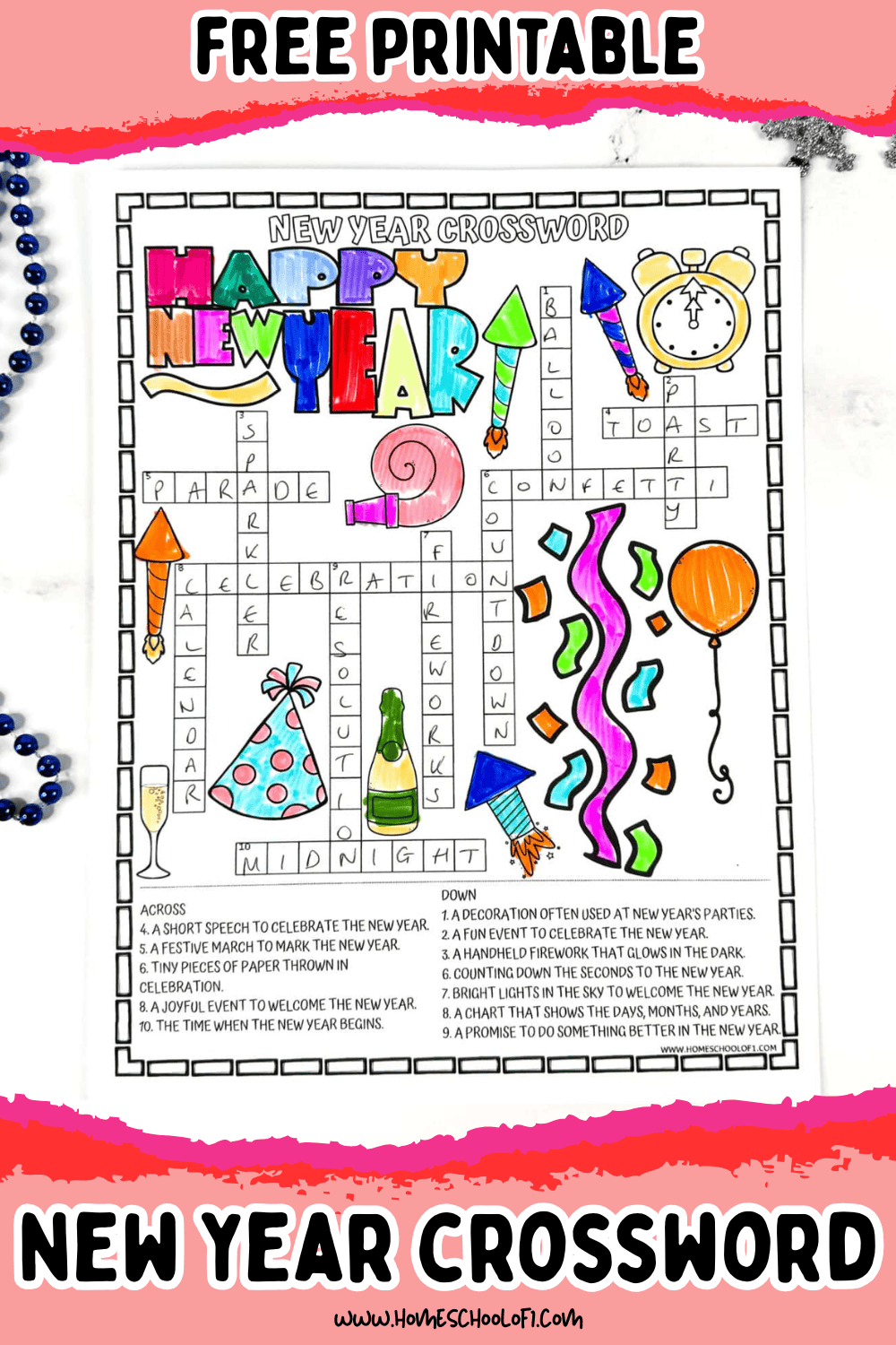 Free New Year Crossword Puzzle Printable