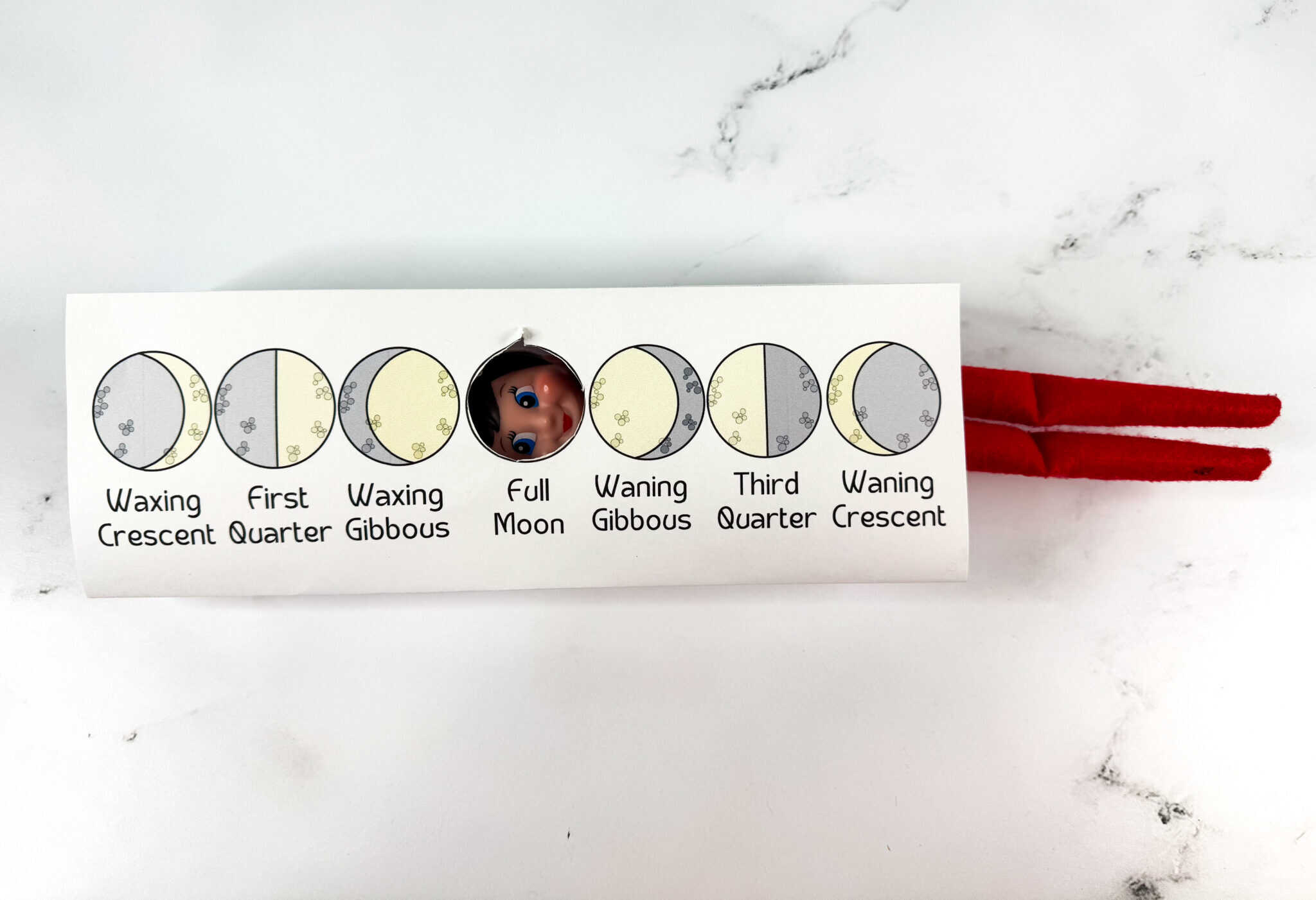 Free Phases of the Moon Elf on the Shelf Printable