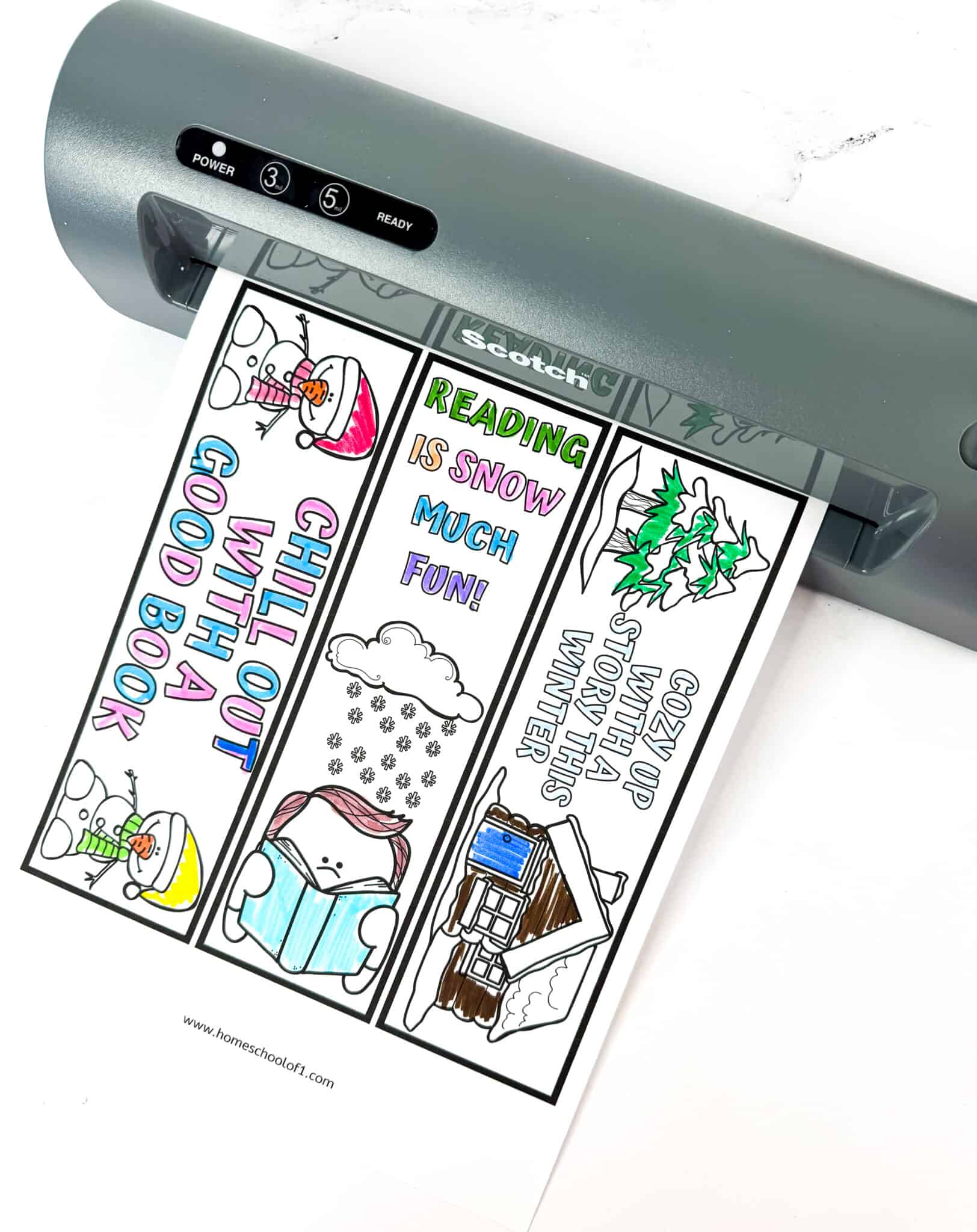 Free Winter Bookmarks Printable to Color