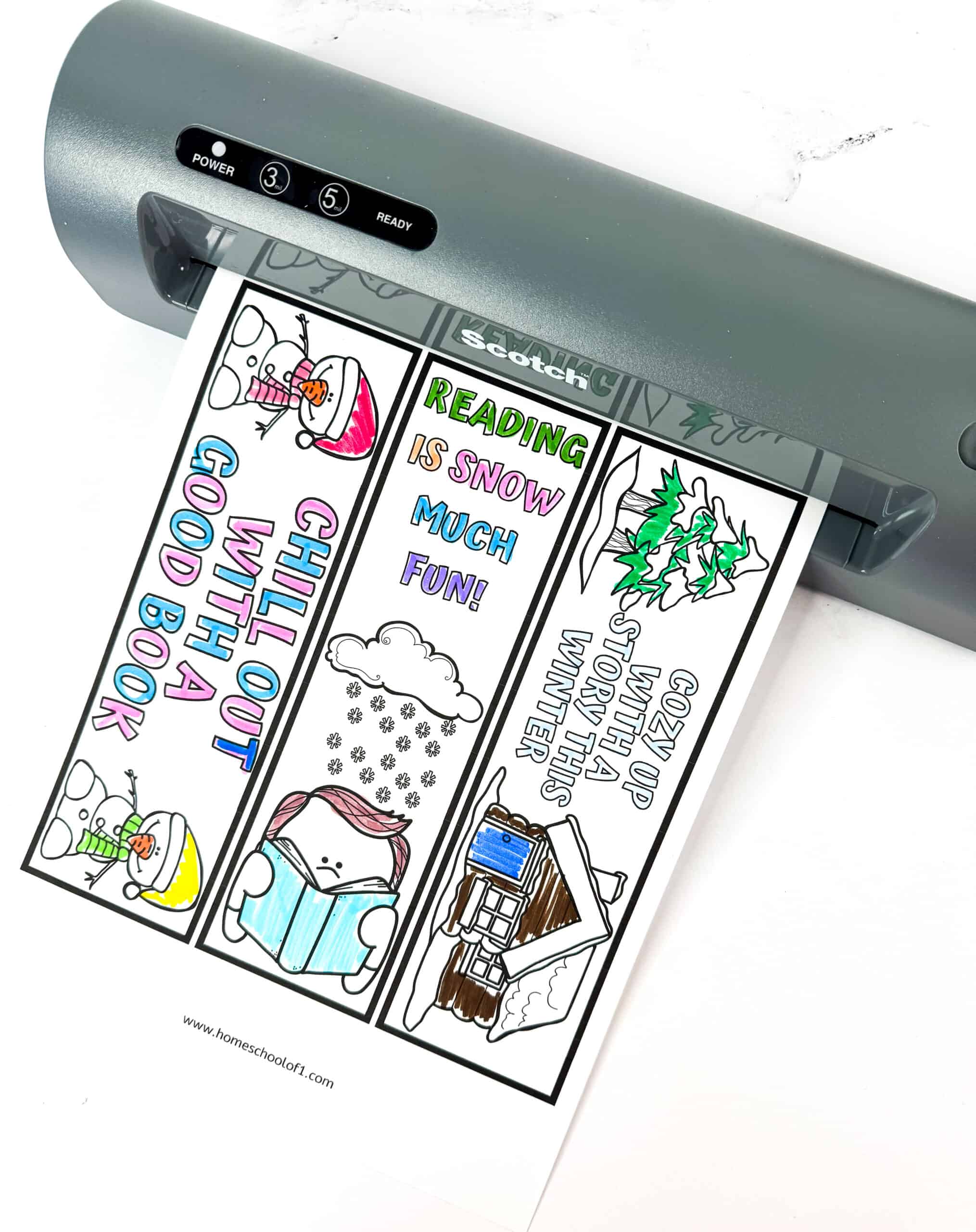Free Printable Winter Bookmarks to Color