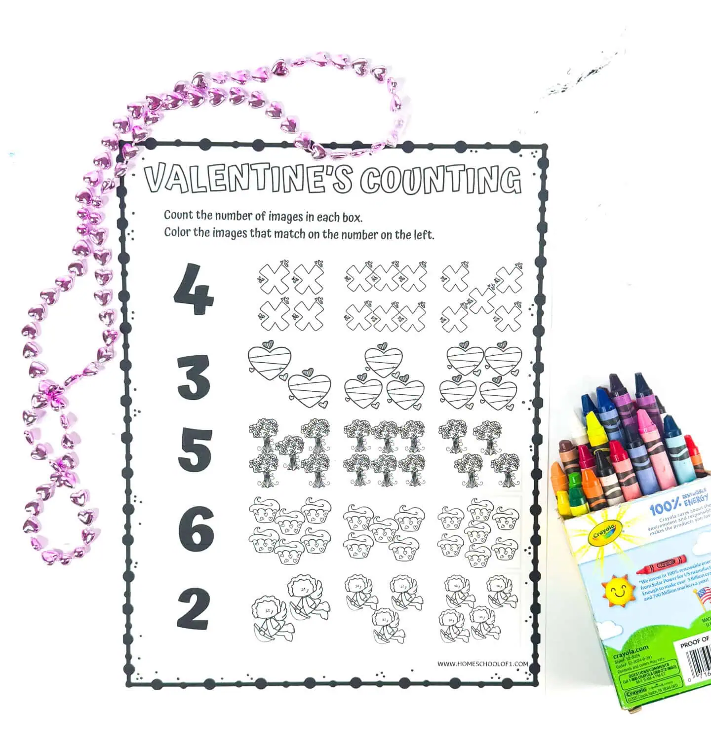 Valentine's Day Math Worksheets for Preschool & Kindergarten