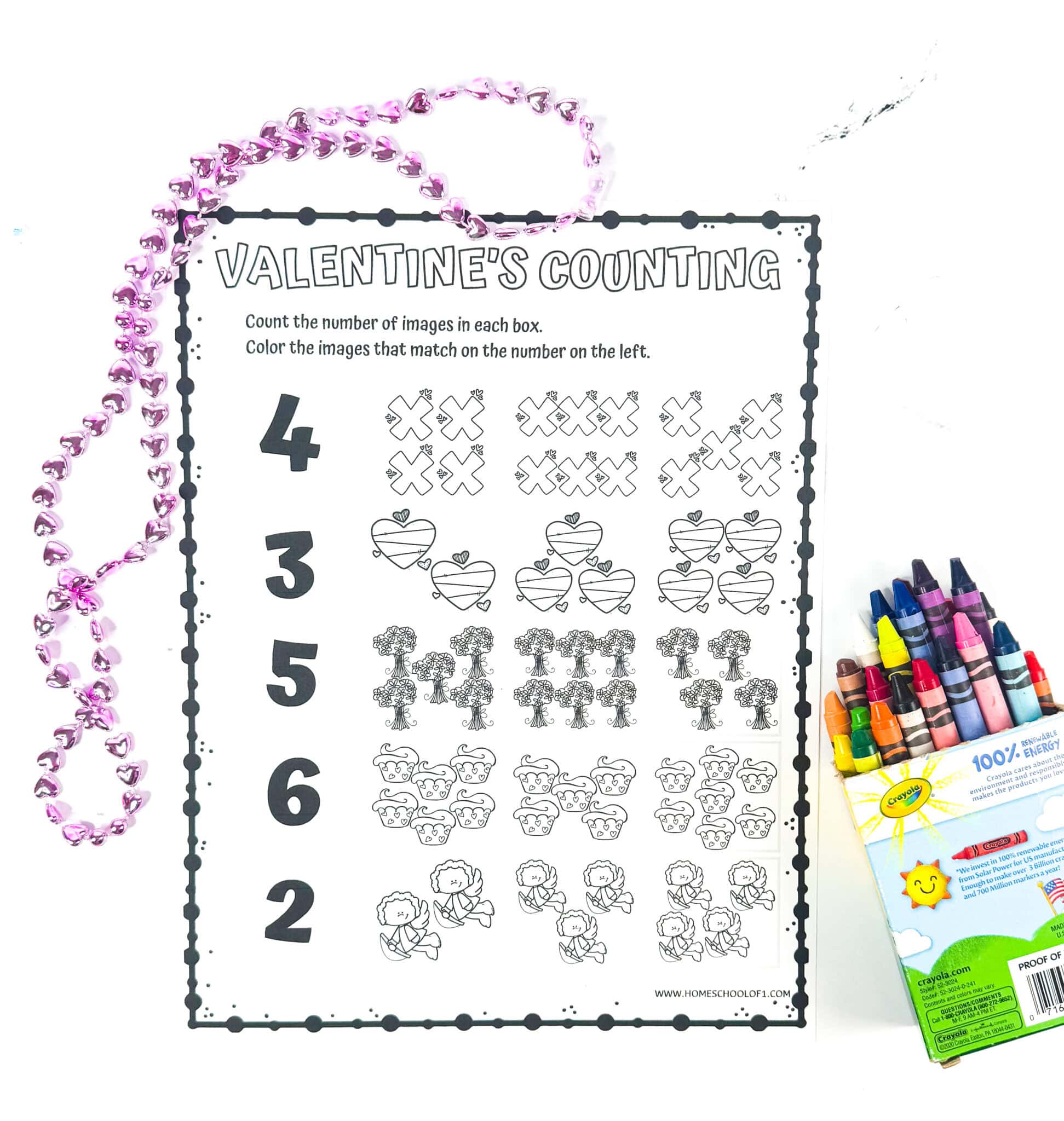 Valentine's Day Math Worksheets for Preschool & Kindergarten