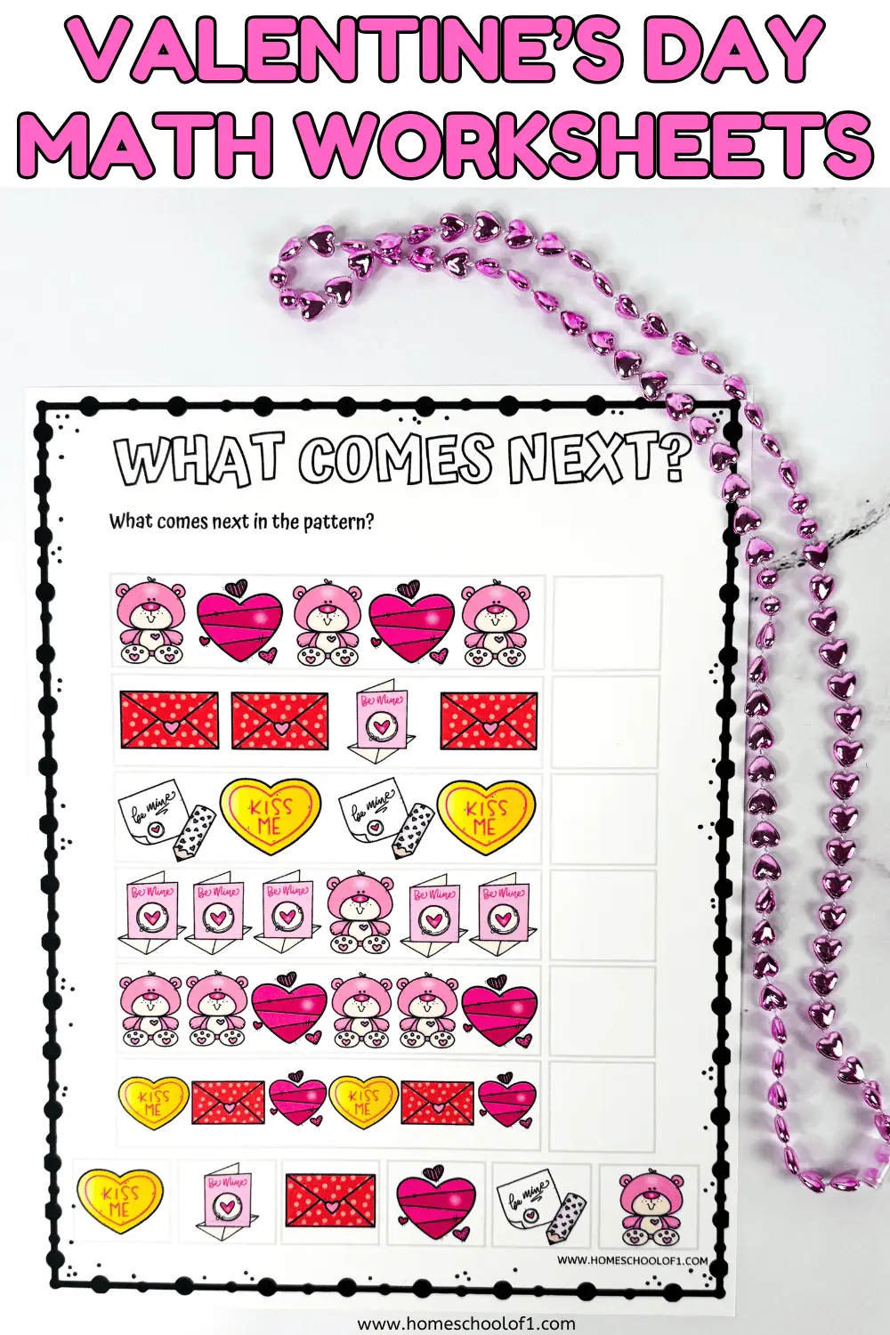 Valentine's Day Math Worksheets for Preschool & Kindergarten