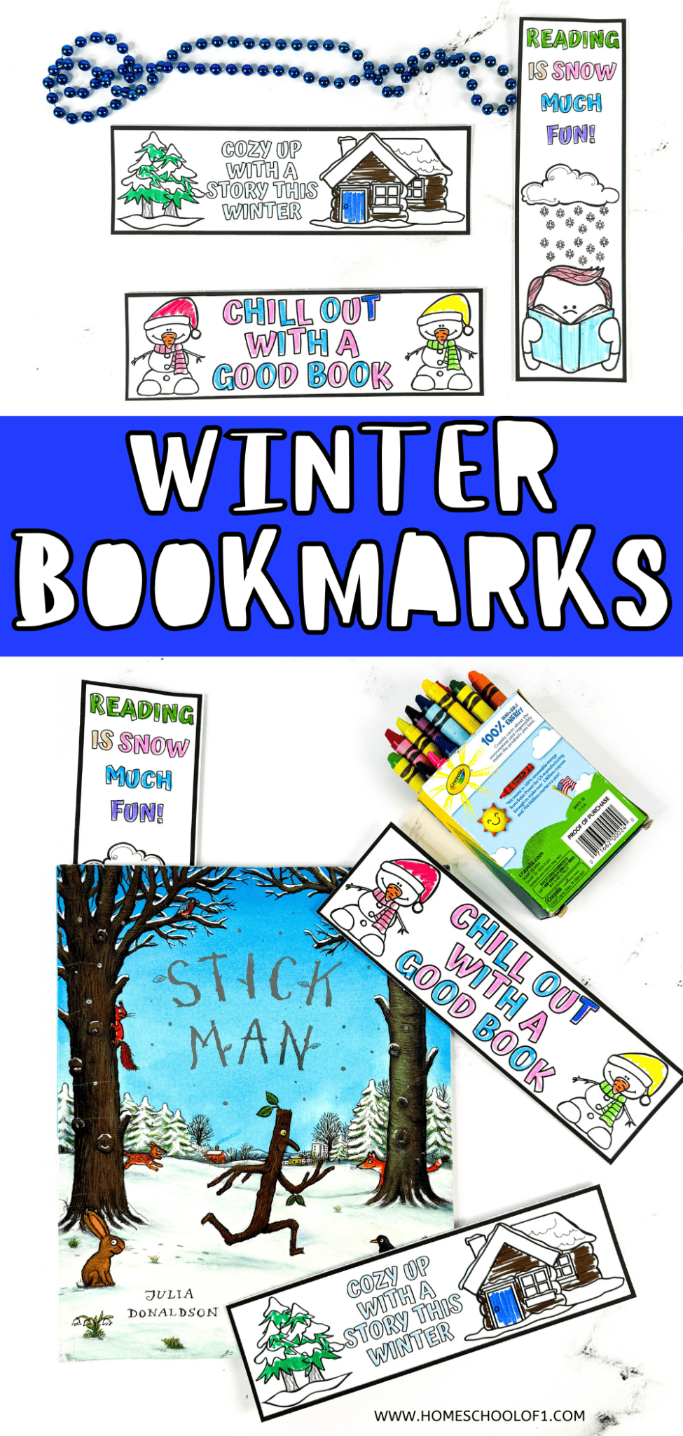 Free Printable Winter Bookmarks to Color