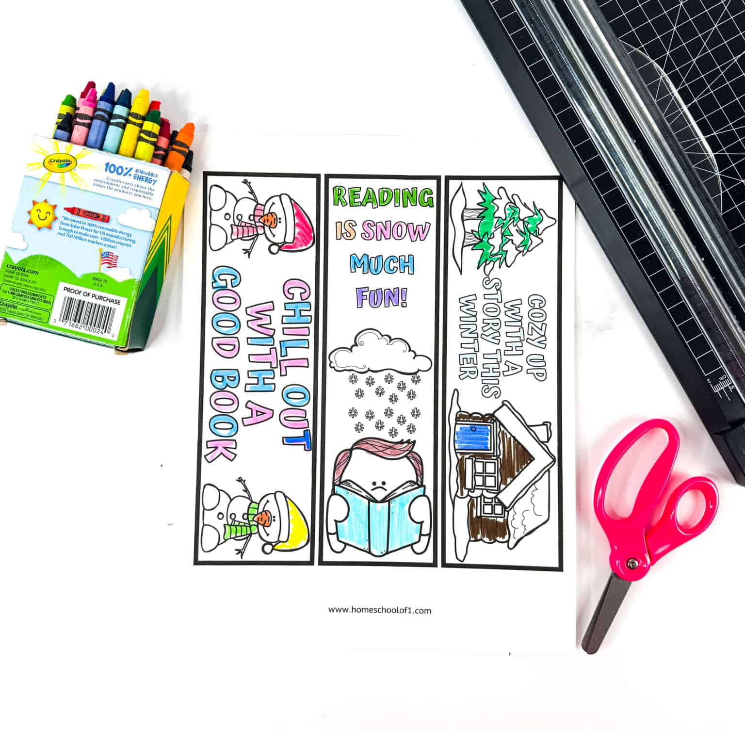 Free Winter Bookmarks Printable to Color