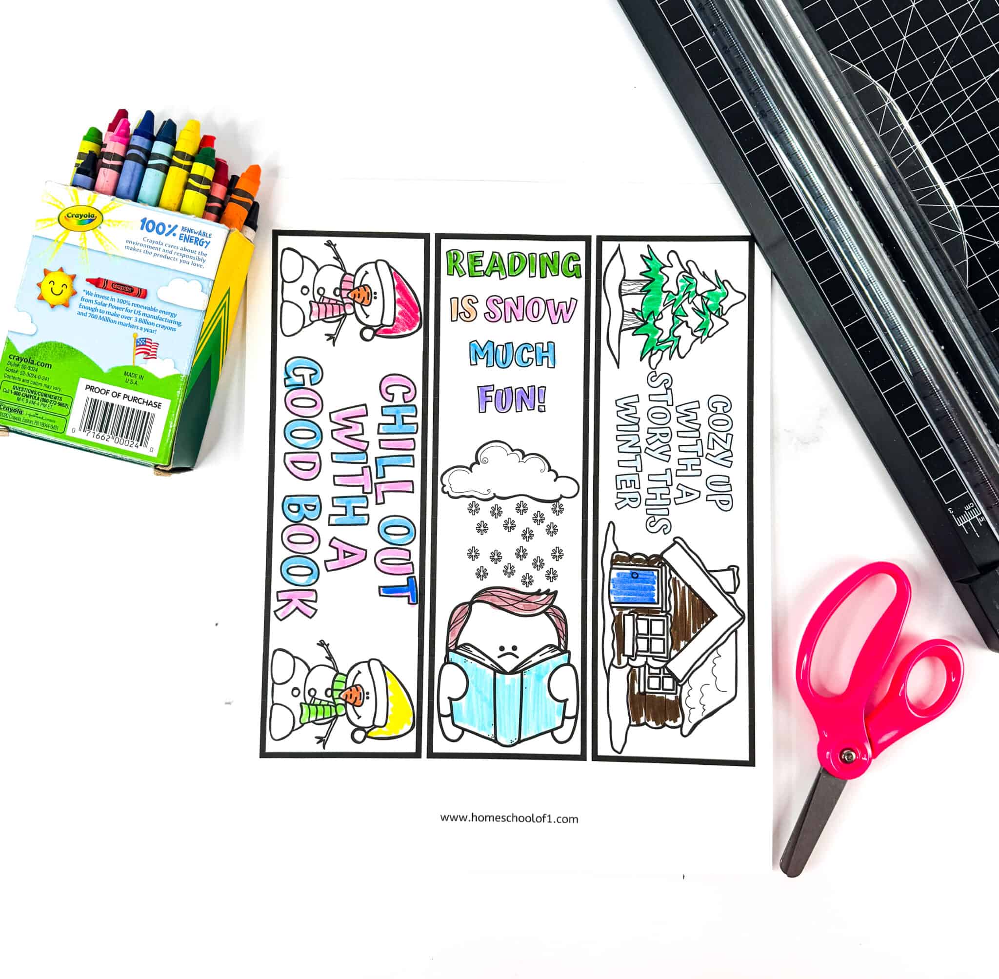 Free Printable Winter Bookmarks to Color