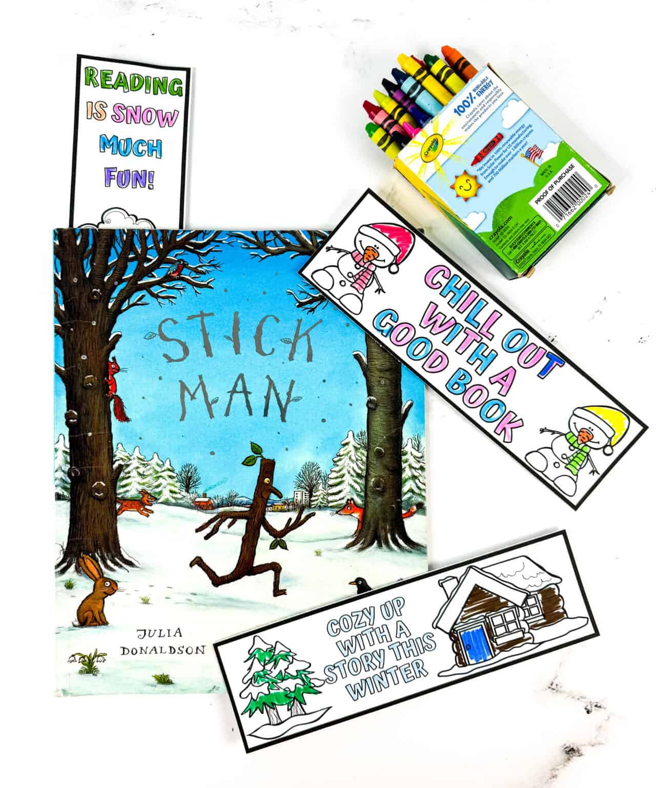 Free Winter Bookmarks Printable to Color