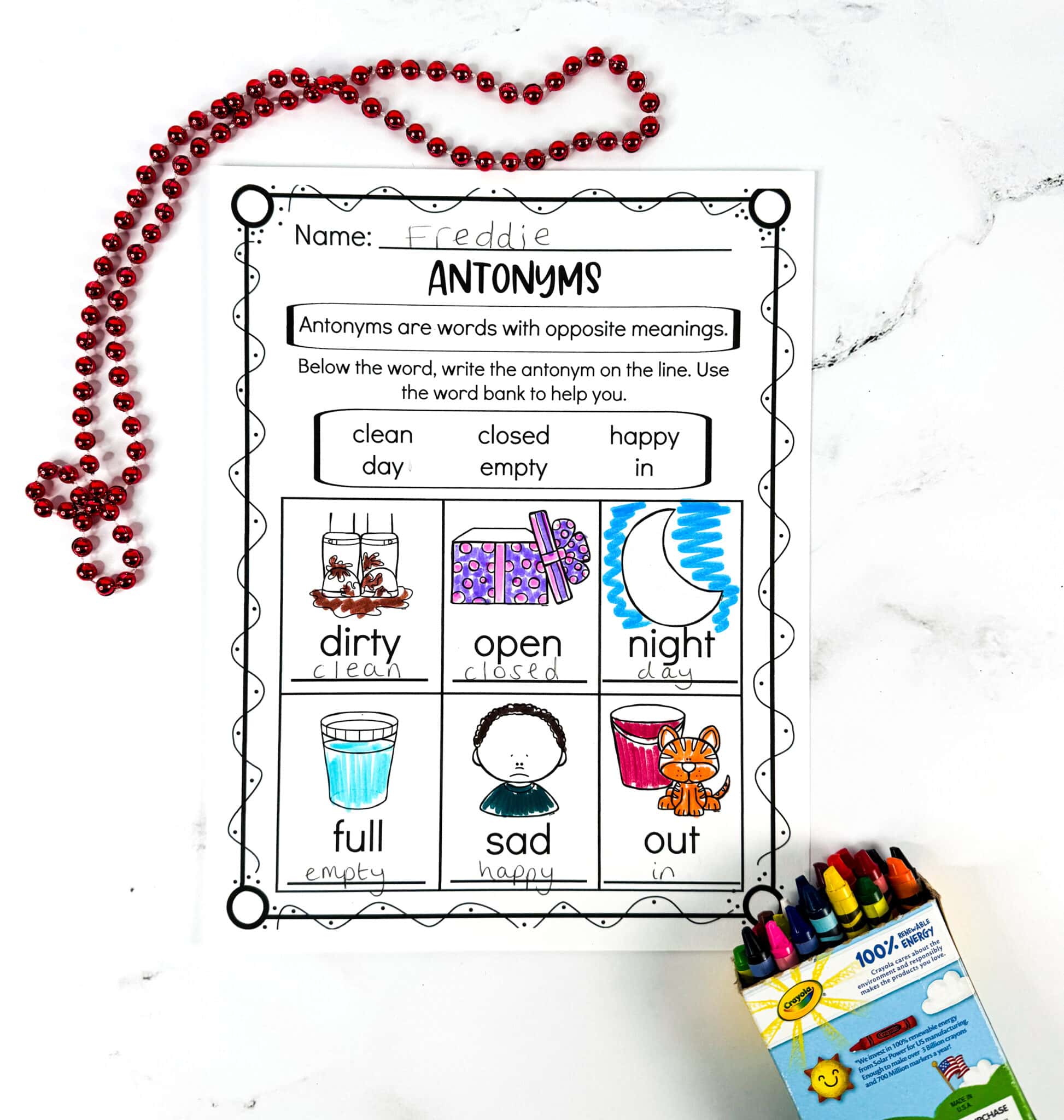 Free Antonyms Worksheets for Kids