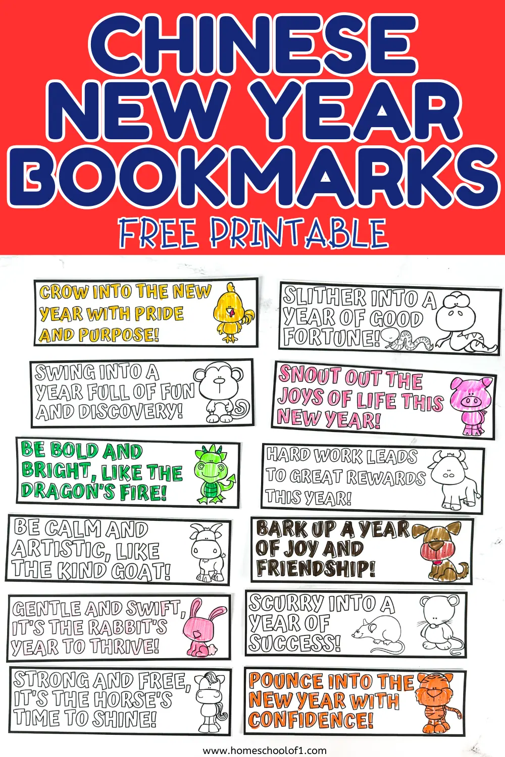 12 Free Chinese New Year Bookmark Printables