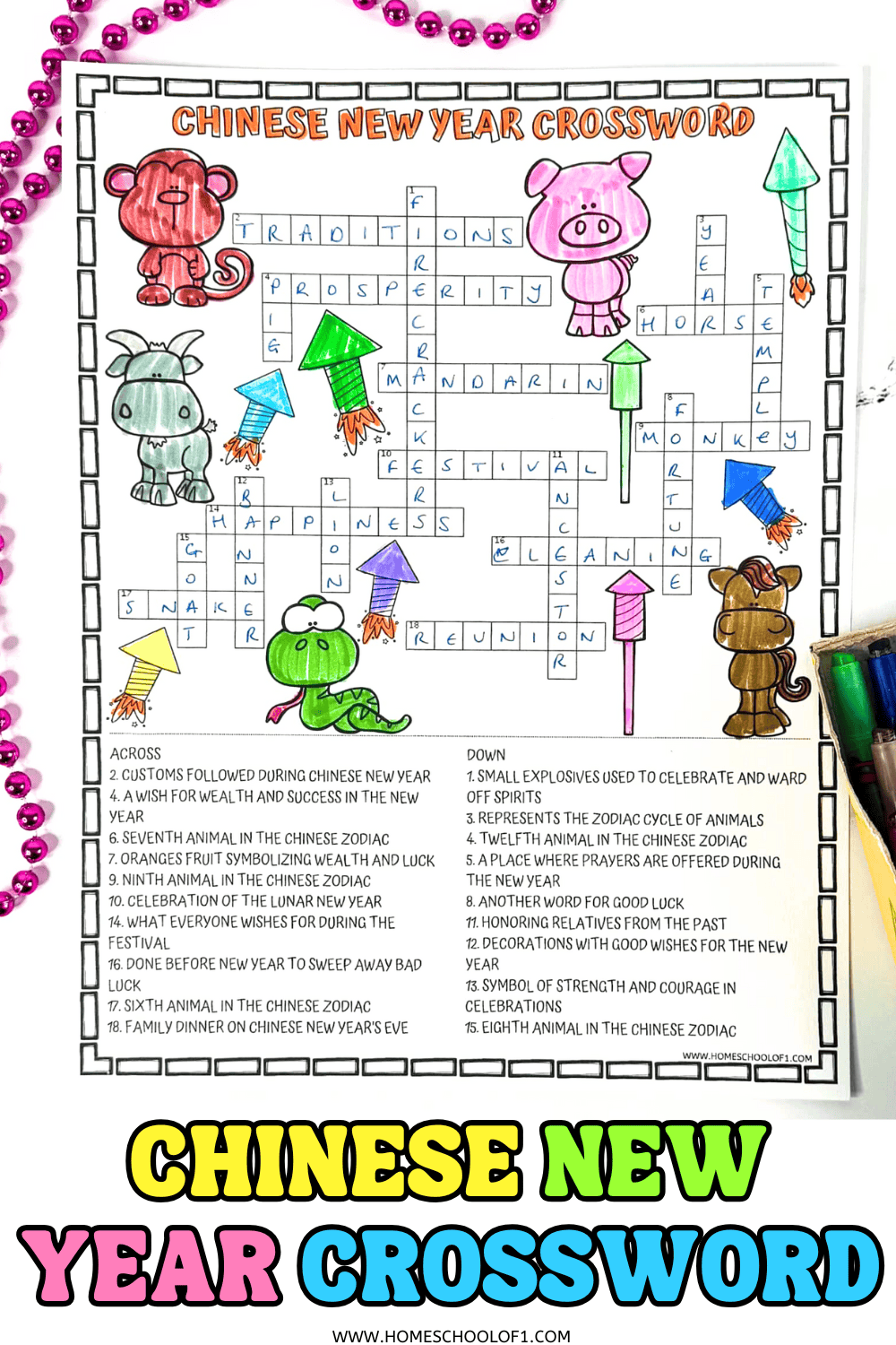 Free Chinese New Year Crossword Puzzle Printable