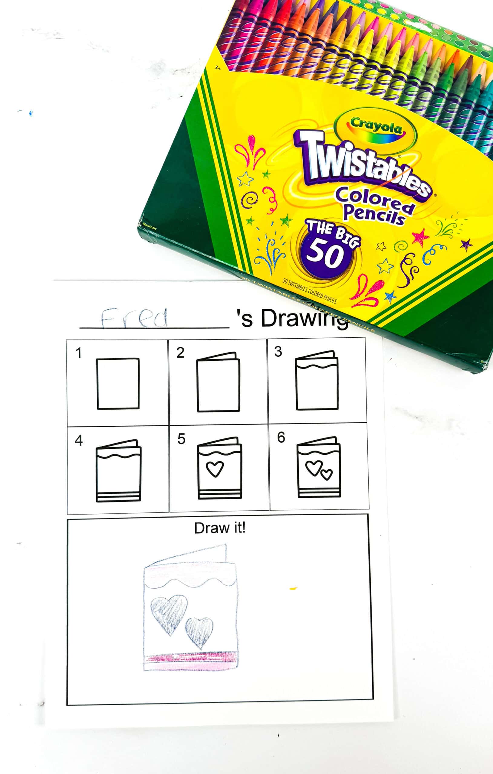 Free Valentine's Day Directed Drawing Worksheet for Kids