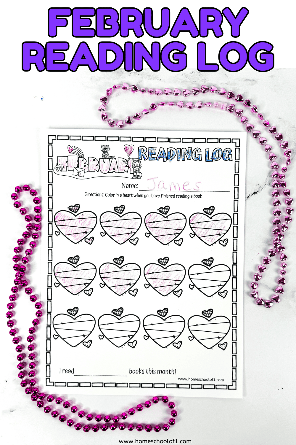 Free February Reading Log Printable