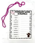 Free February Word Scramble Printable