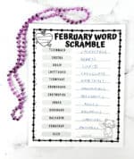 Free February Word Scramble Printable