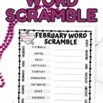 Free February Word Scramble Printable