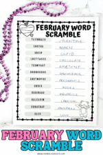 Free February Word Scramble Printable