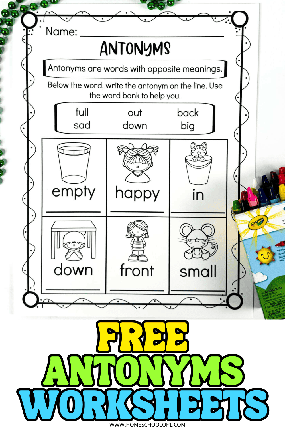Free Antonyms Worksheets for Kids