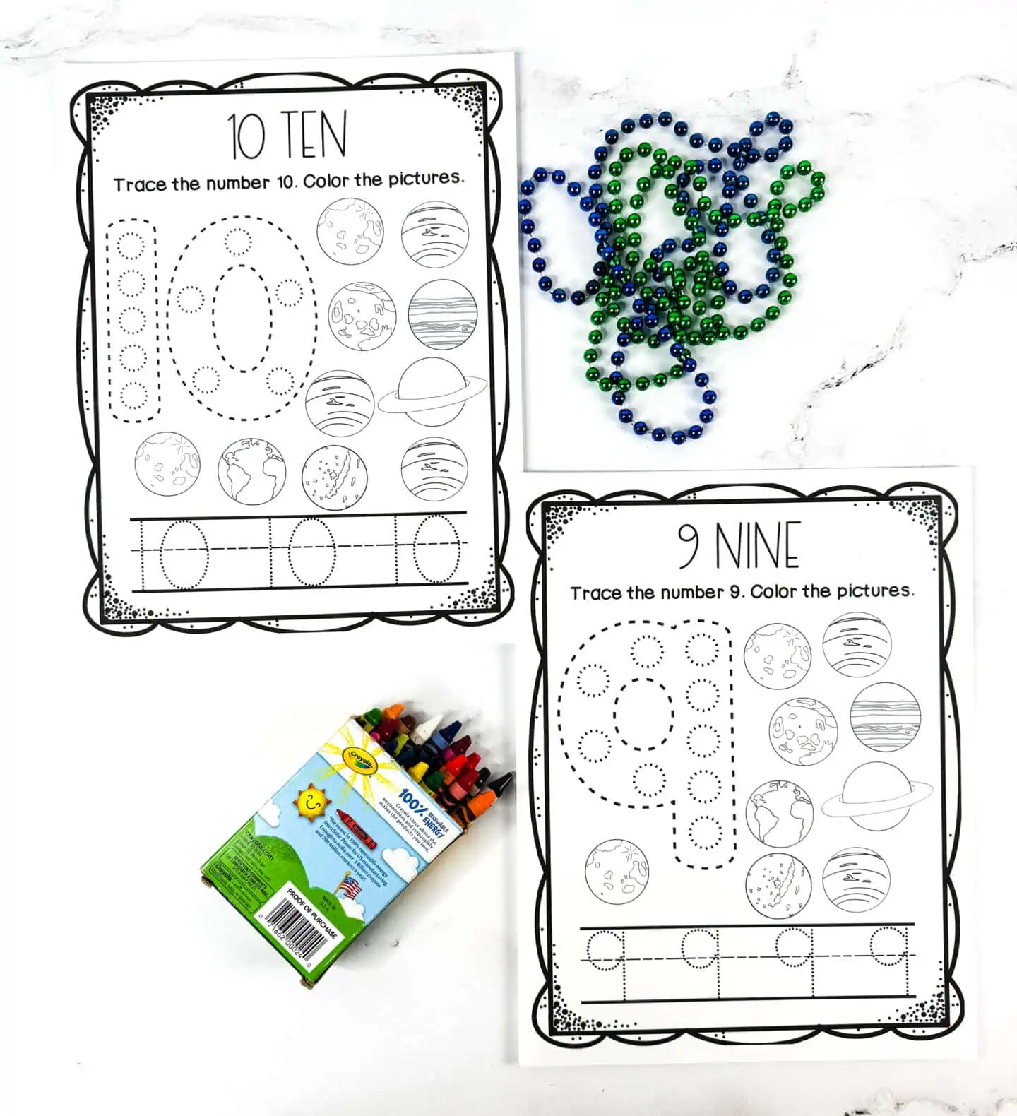 Free Planet Themed Printable Number Tracing Worksheets