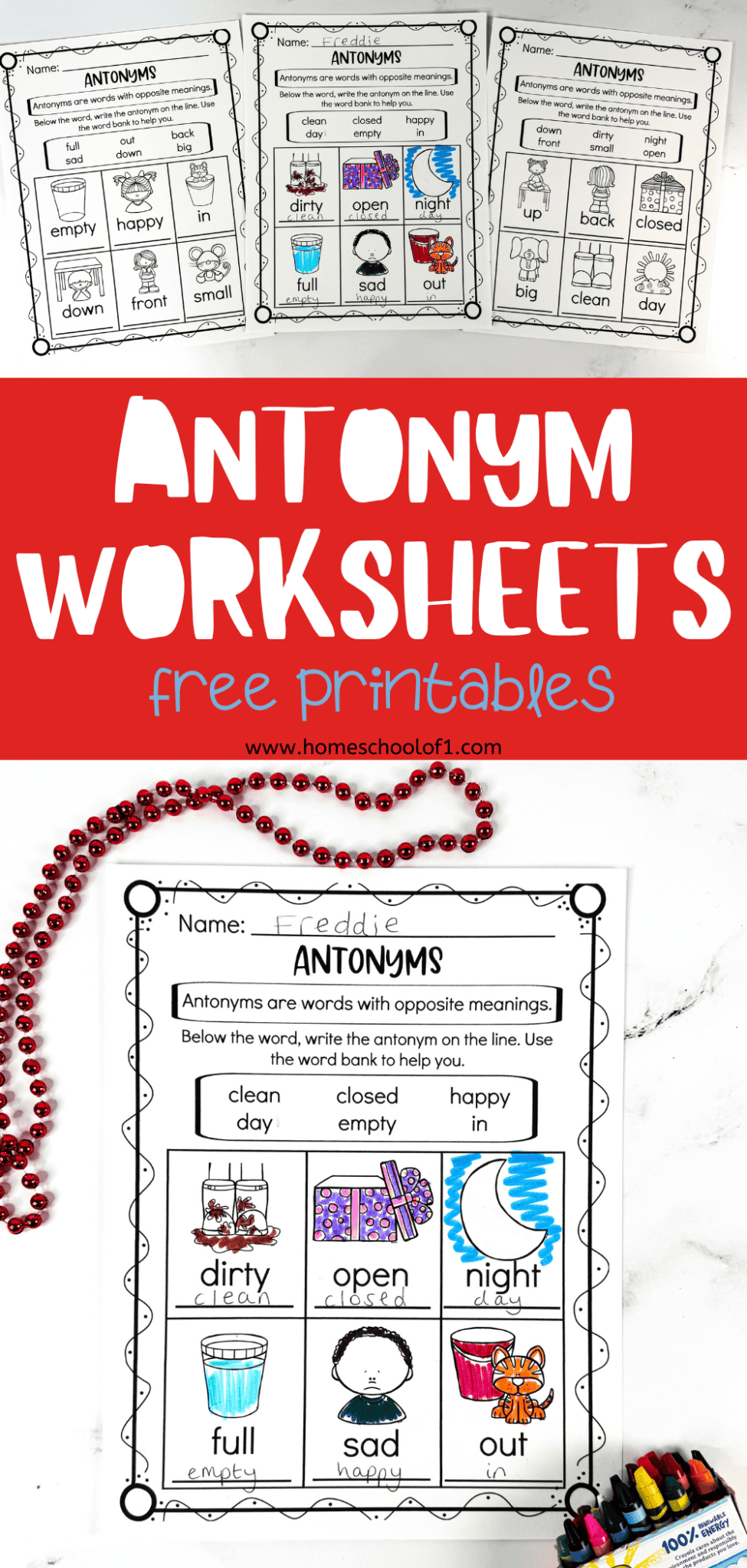 Free Printable Antonyms Worksheet | Learn Opposites with Ease!