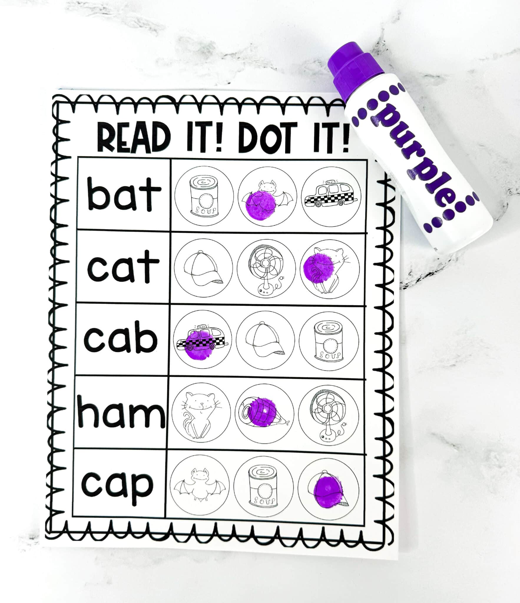 Free CVC Dot Marker Worksheets (Short Vowel Practice)
