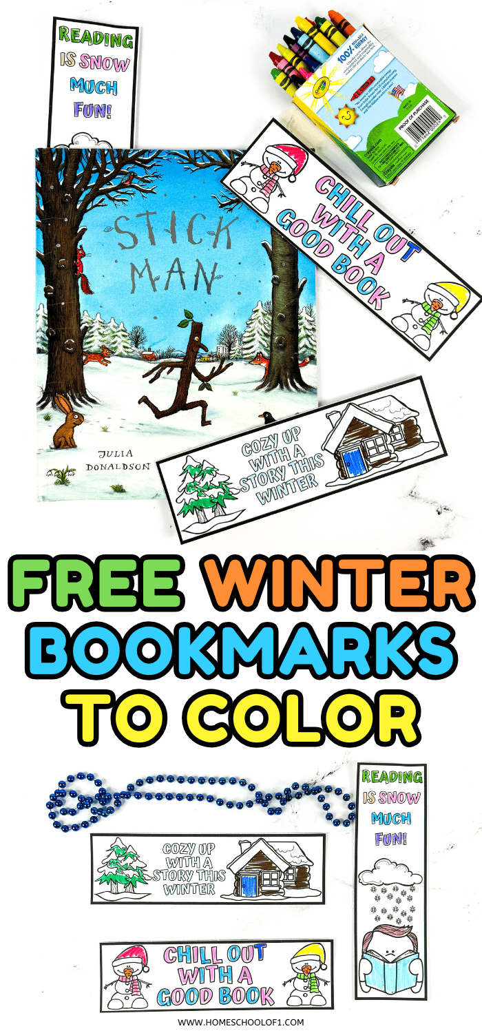 Free Winter Bookmarks Printable to Color