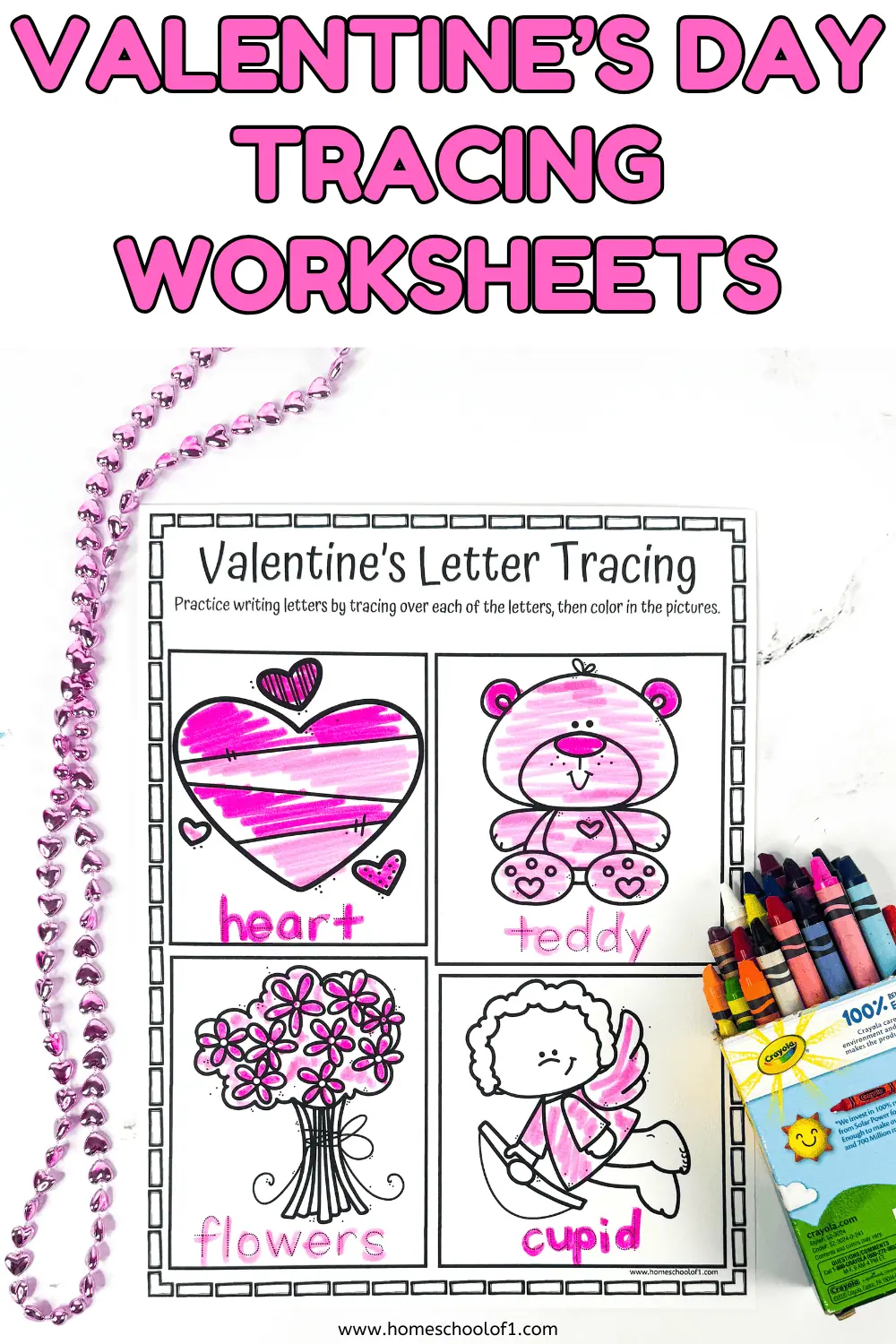 Valentine's Day Tracing Worksheets for Preschoolers