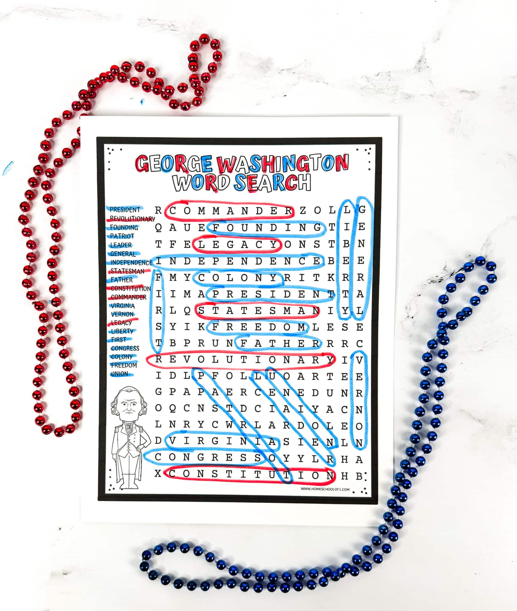 Free George Washington Word Search Printable