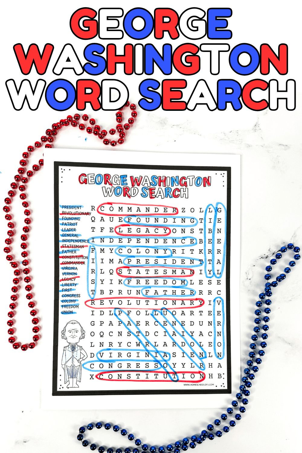 Free George Washington Word Search Printable