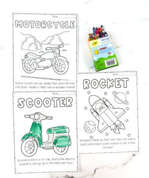 Free Transportation Coloring Pages - Cars, Trains & Airplanes