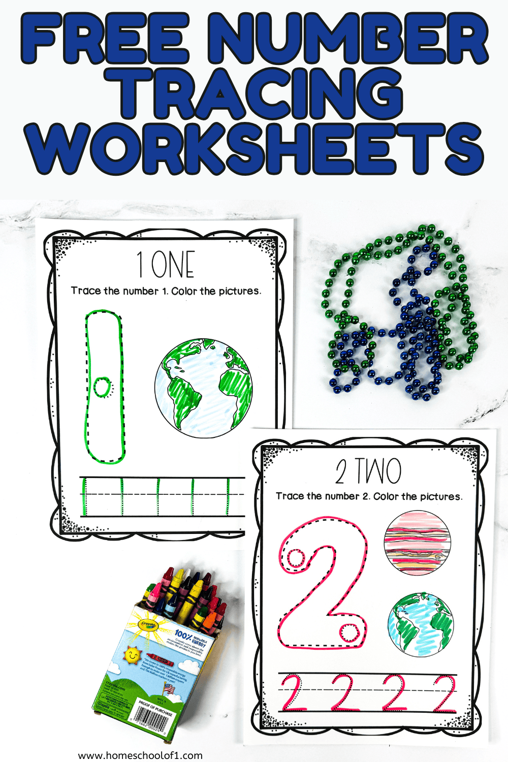 Free Planet Themed Printable Number Tracing Worksheets