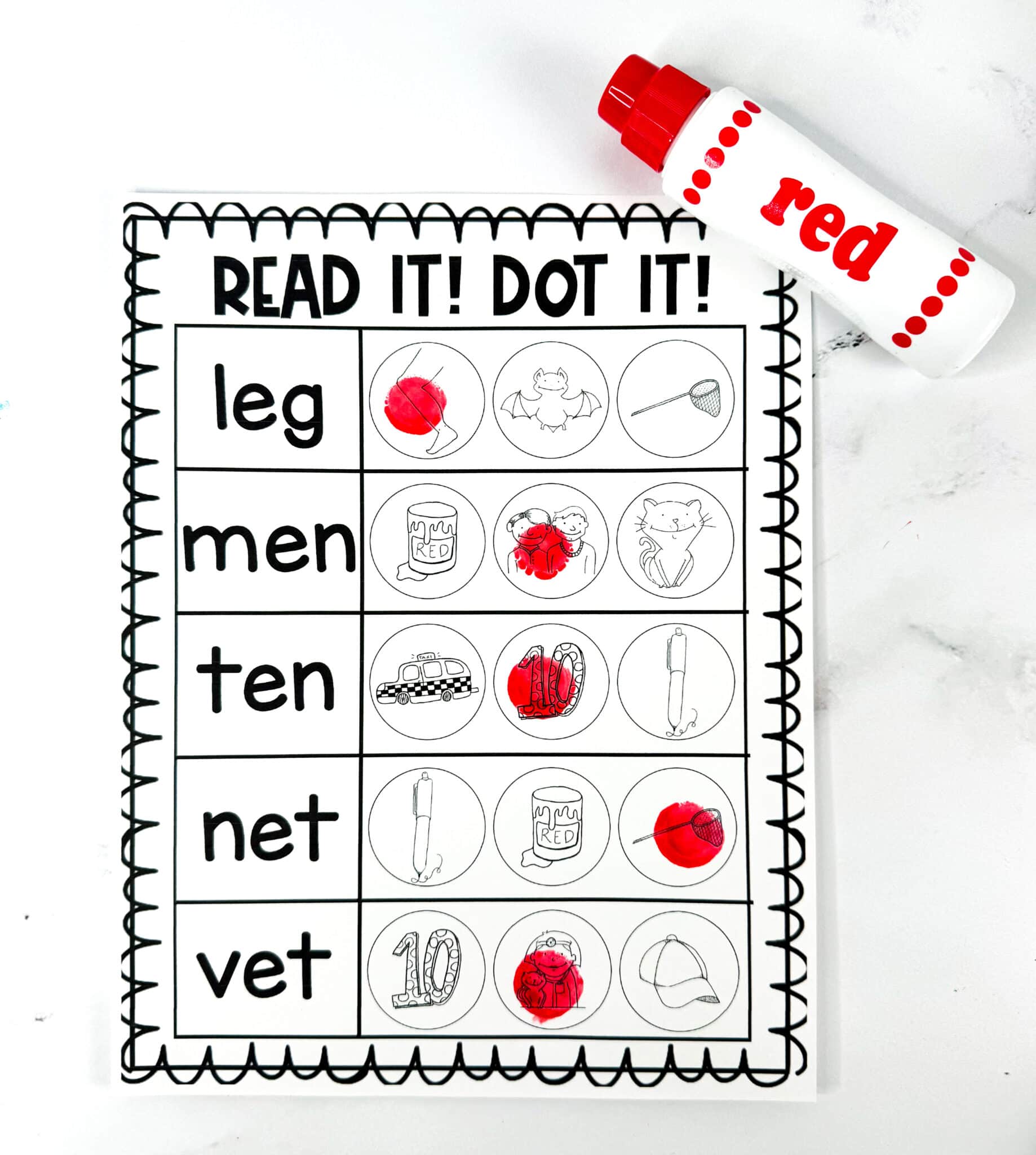 Free Read It, Dot It Worksheets