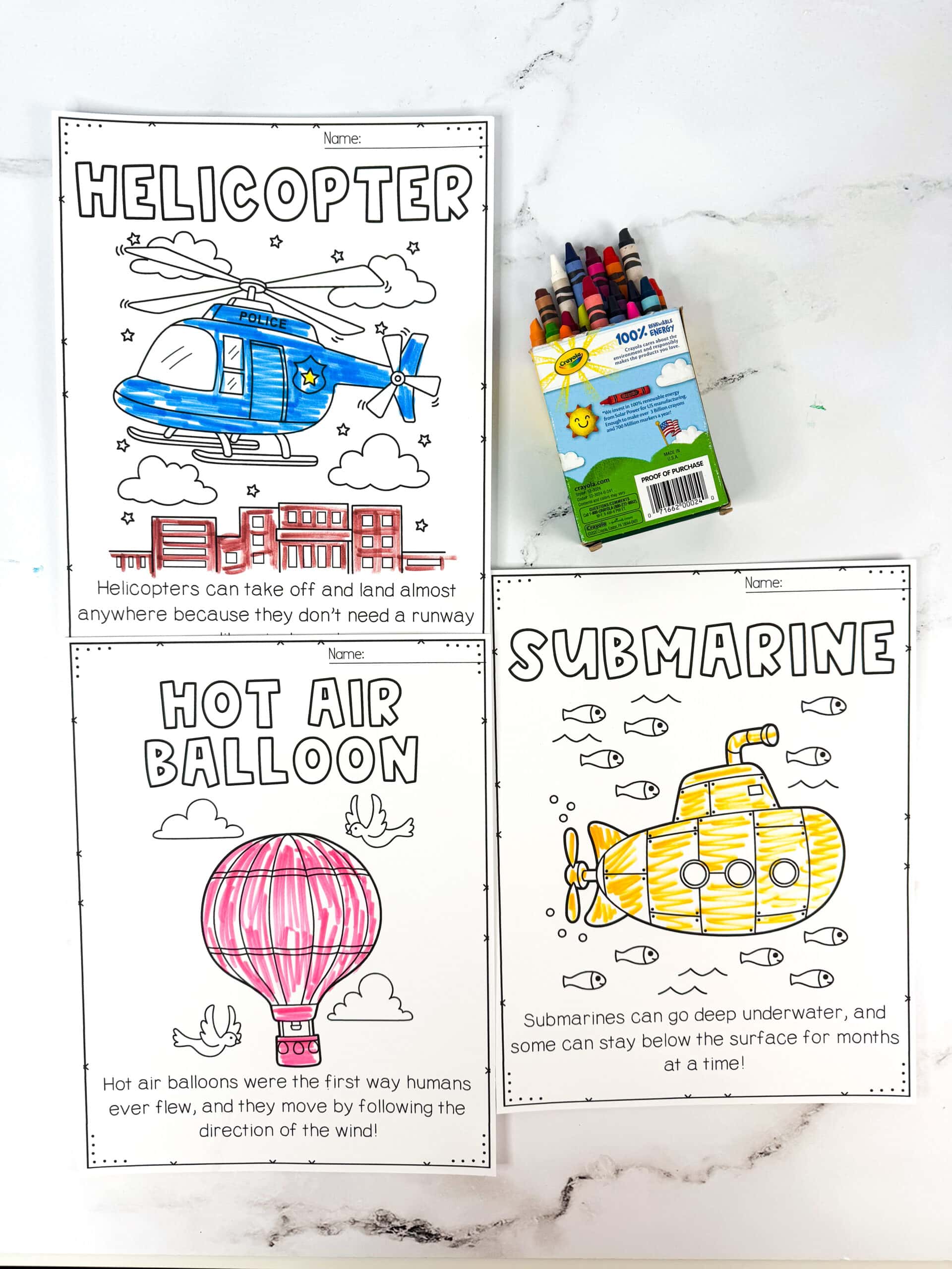 Free Transportation Coloring Pages - Cars, Trains & Airplanes