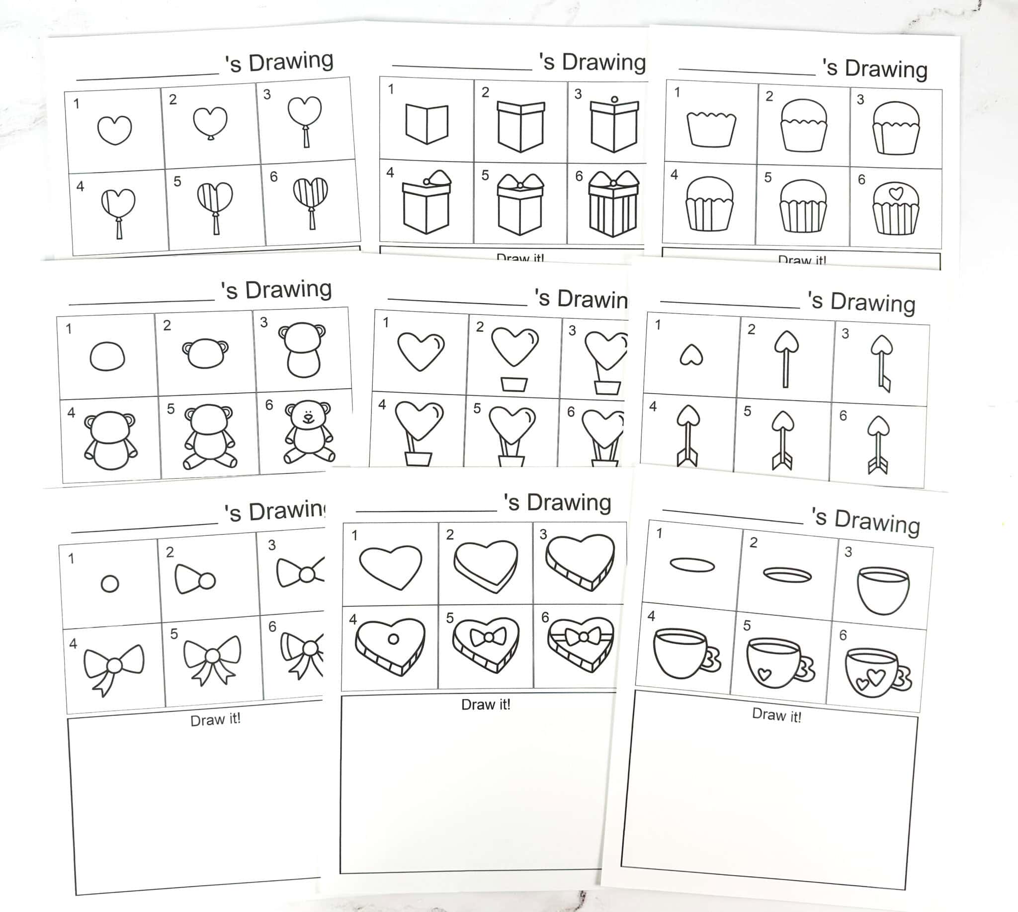 Free Valentine's Day Directed Drawing Worksheet for Kids
