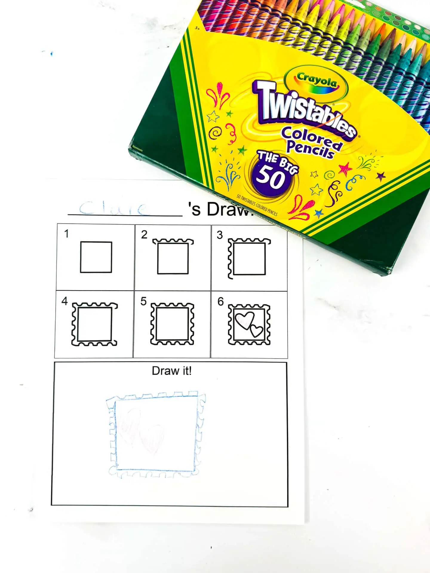 Free Valentine's Day Directed Drawing Worksheet for Kids