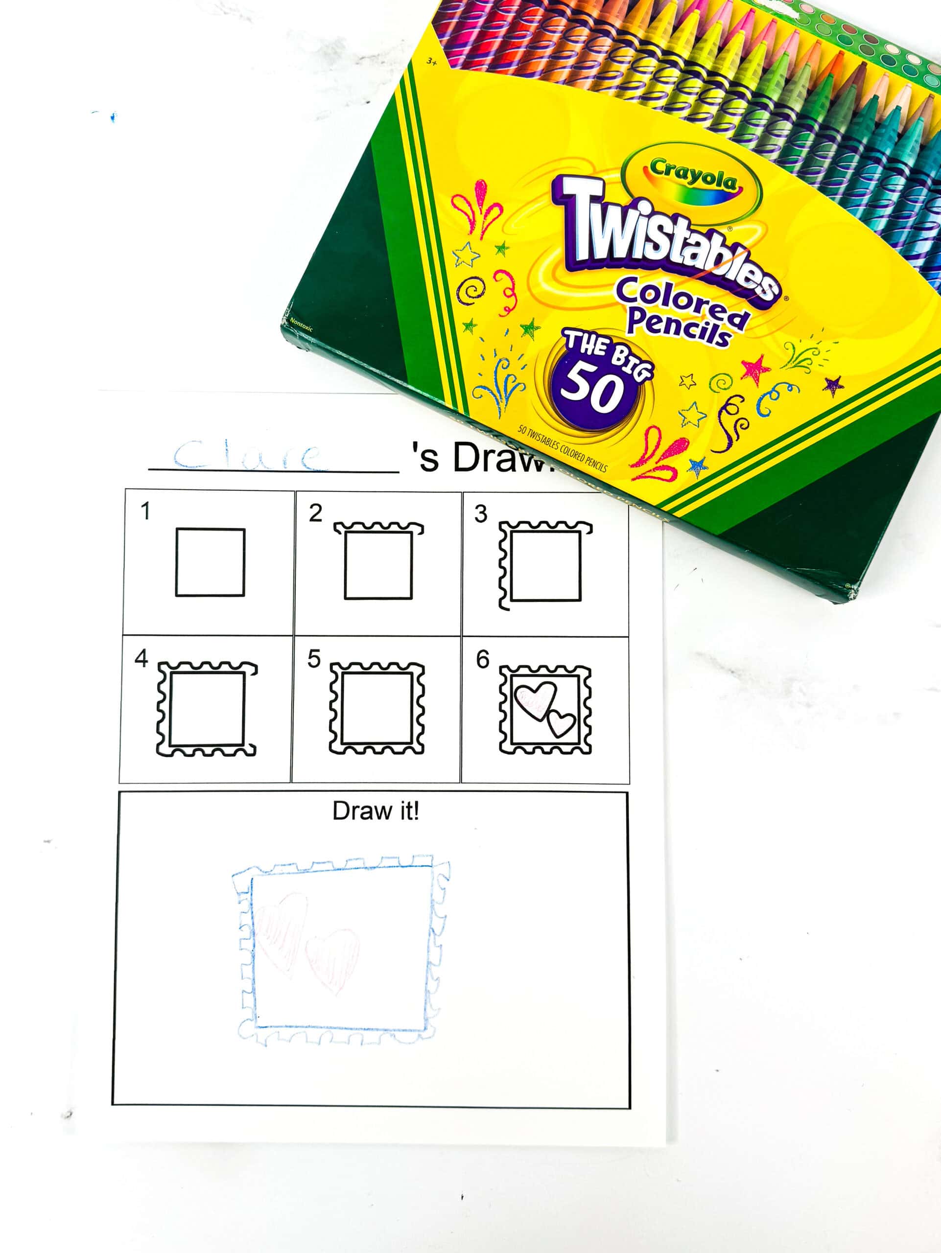 Free Valentine's Day Directed Drawing Worksheet for Kids
