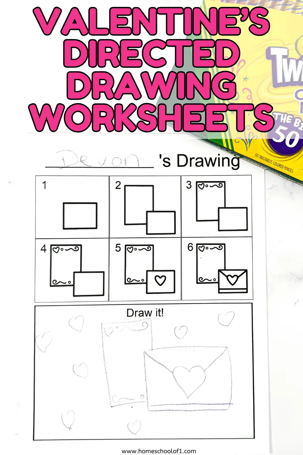 Free Valentine's Day Directed Drawing Worksheet for Kids