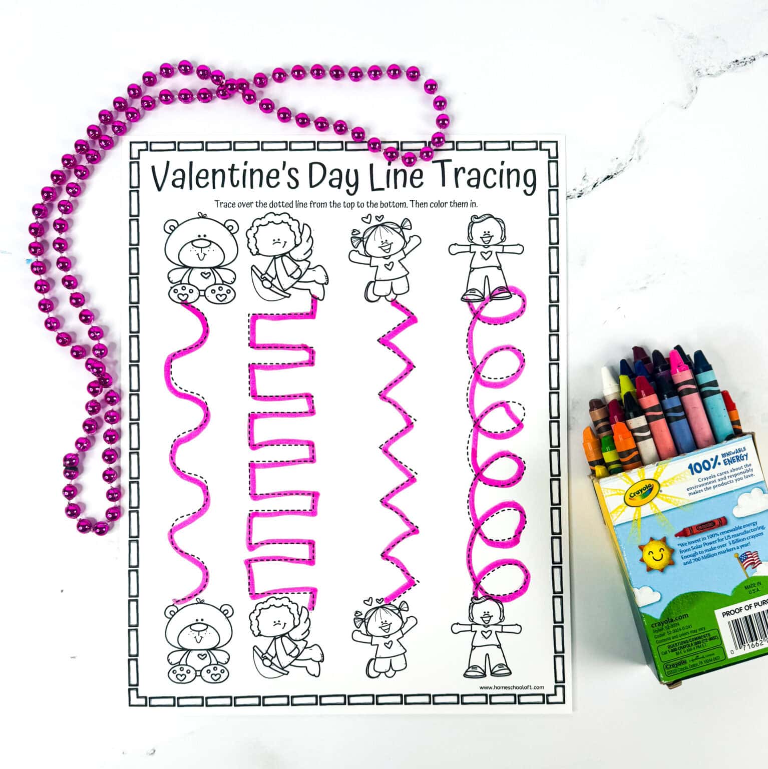Valentine's Day Tracing Worksheets for Preschoolers