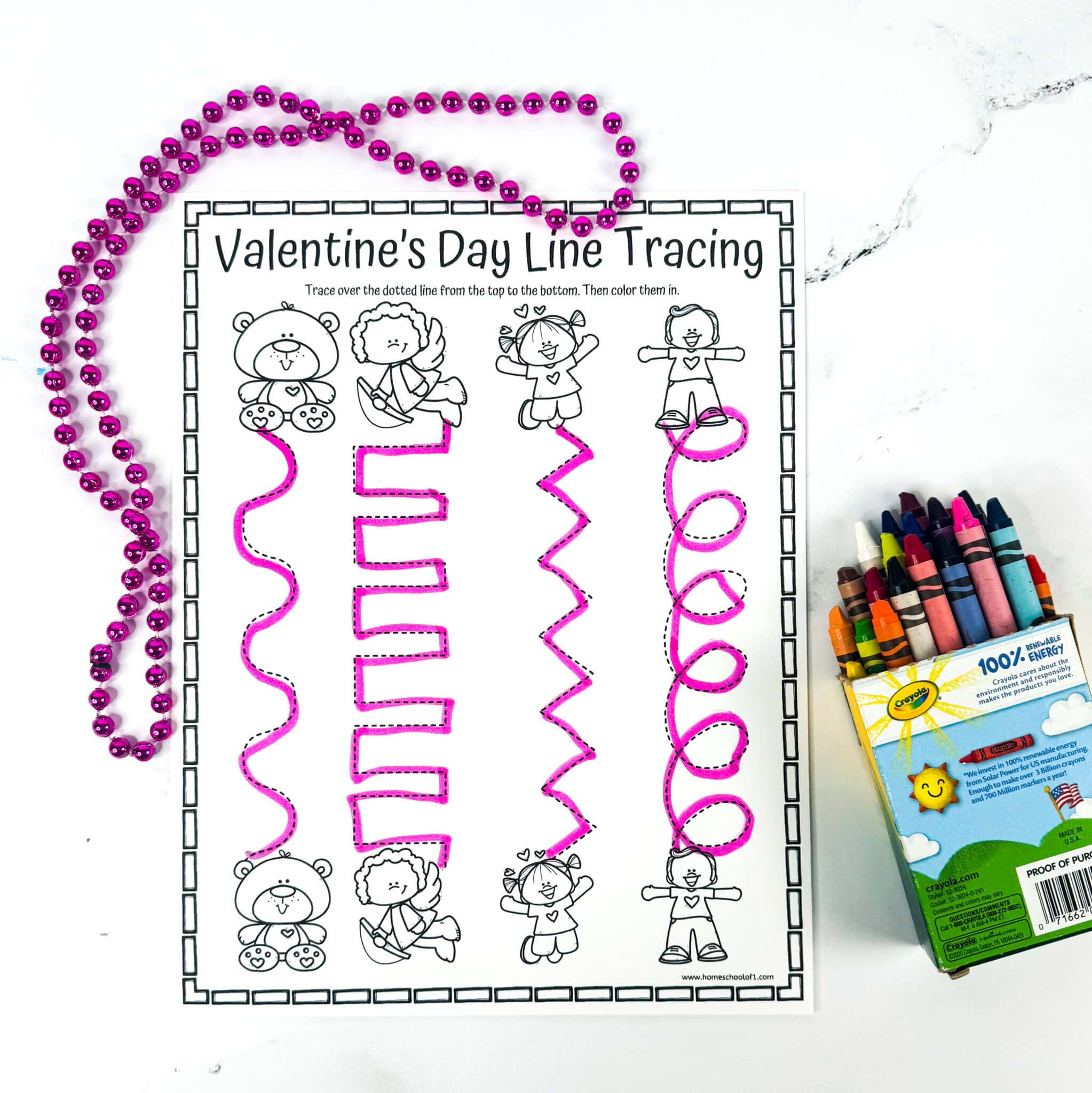 Valentine's Day Tracing Worksheets for Preschoolers