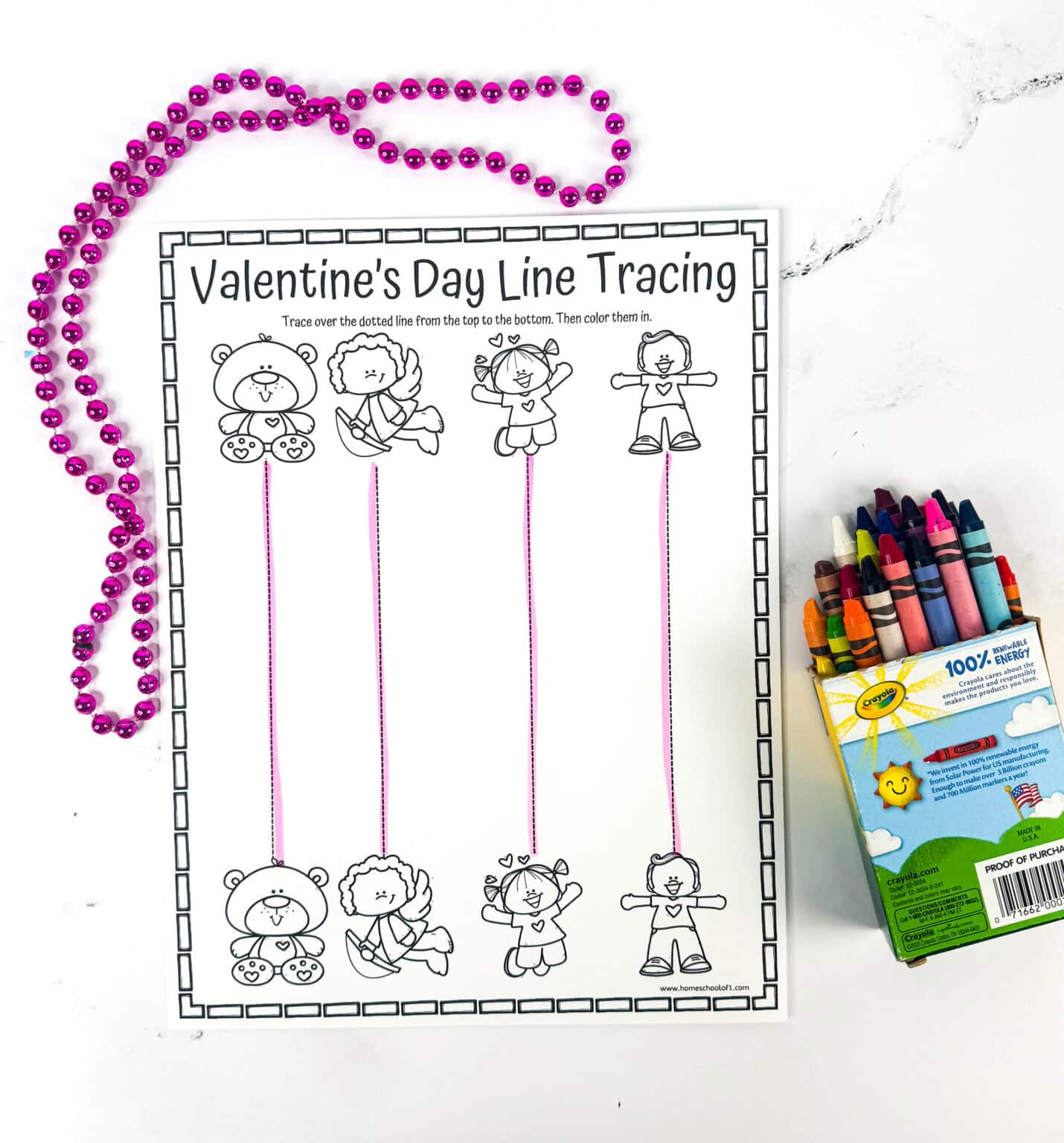 Valentine's Day Tracing Worksheets for Preschoolers