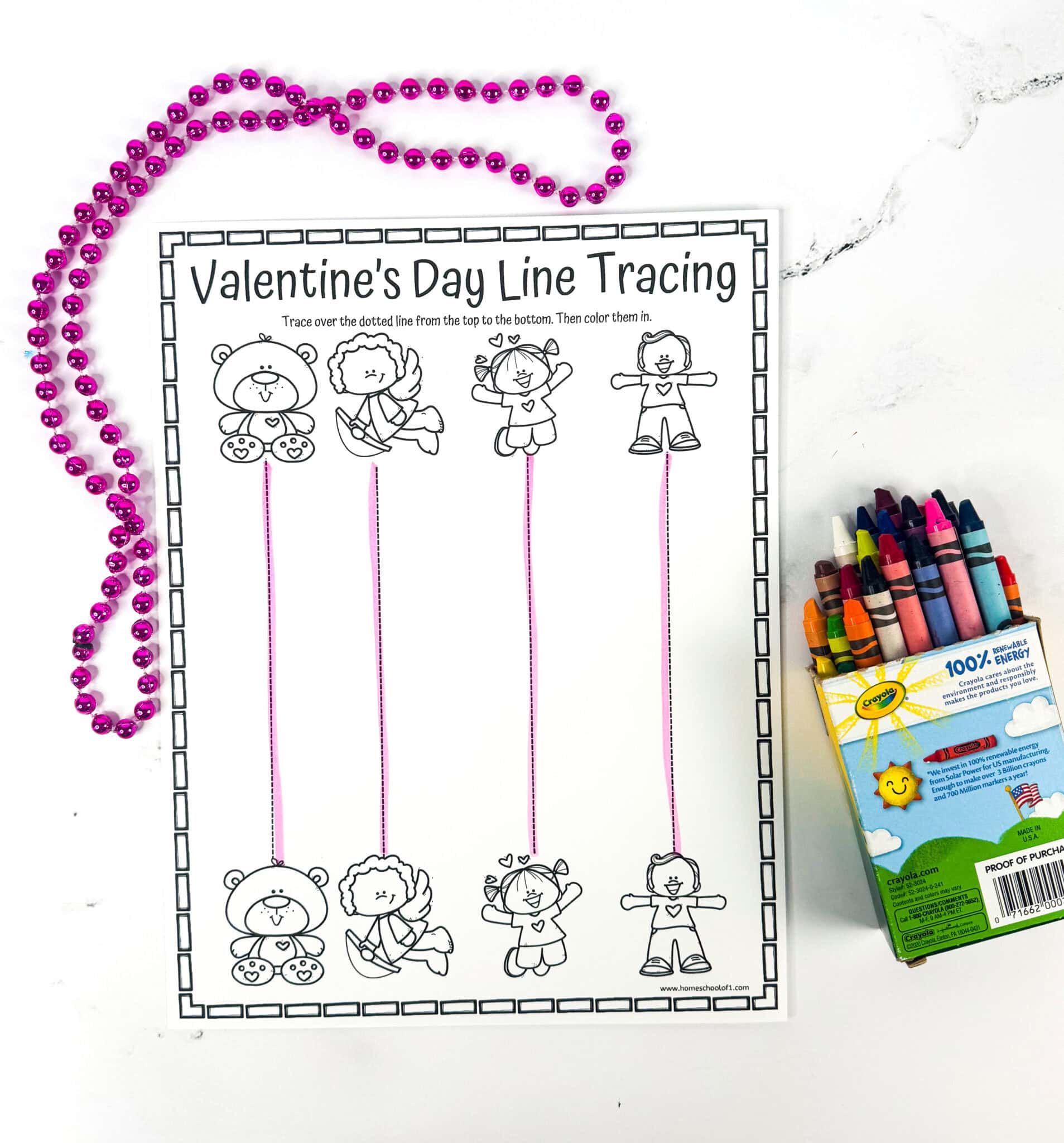 Valentine's Day Tracing Worksheets for Preschoolers